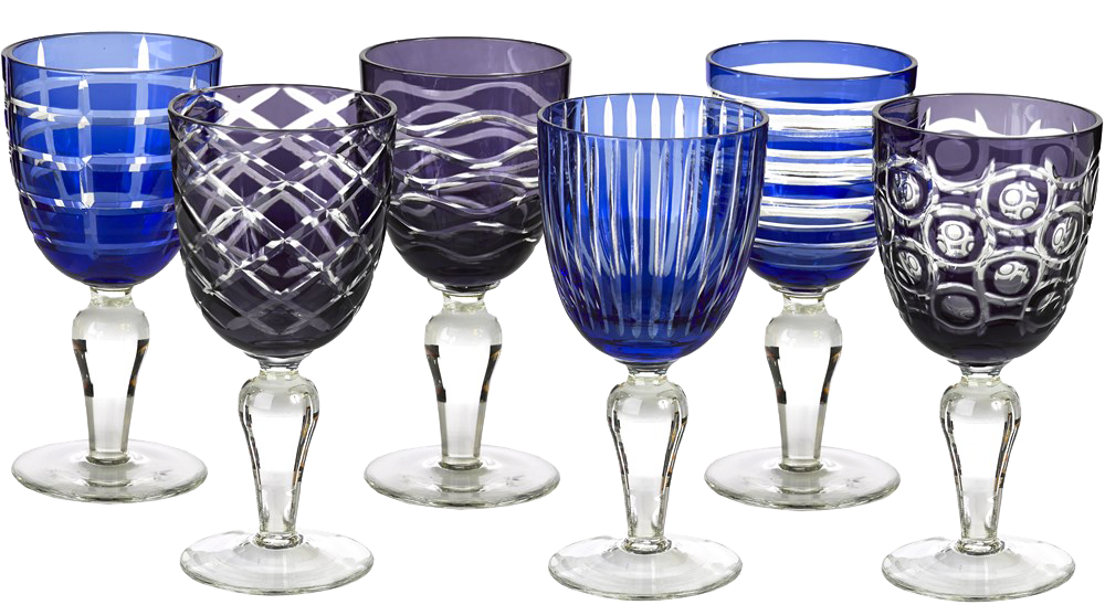 Set/6 Wine glass cobalt mix
