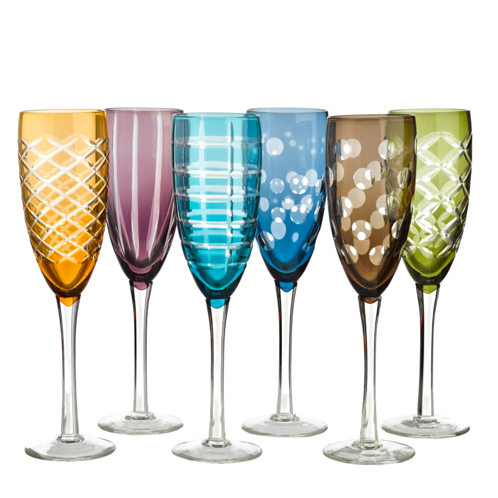 Set/6 Champagne glasses in color