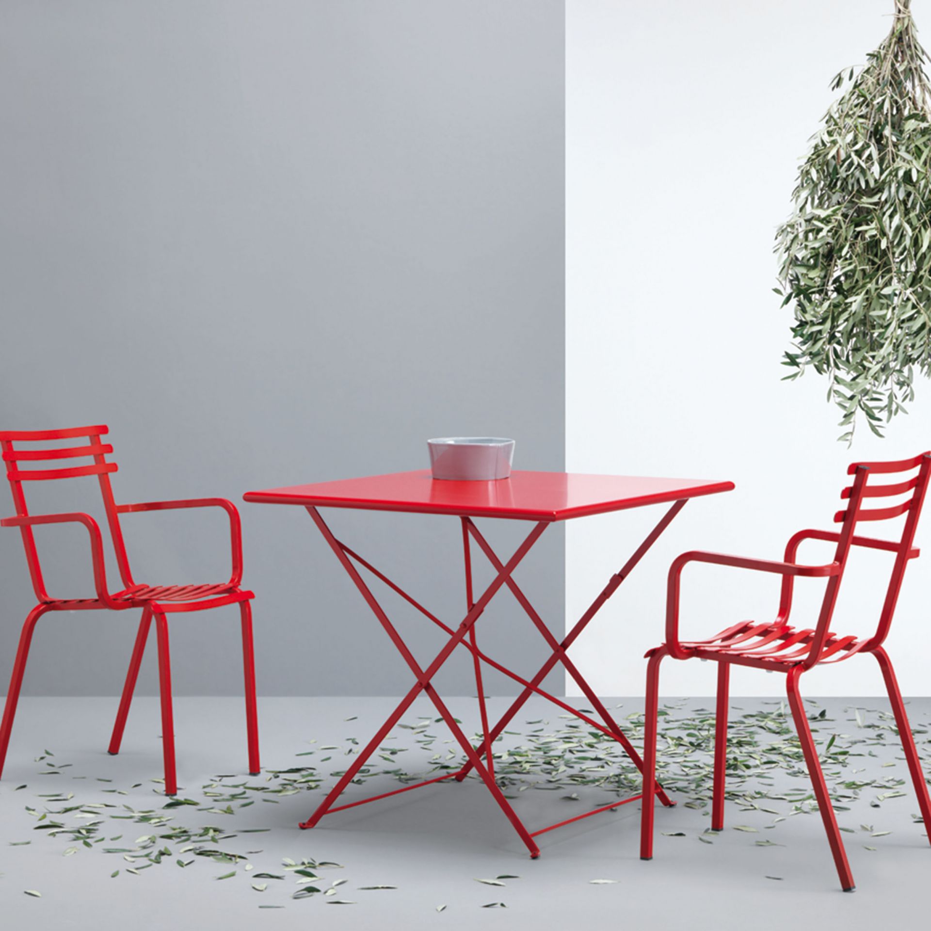 Folding table Flower square red
