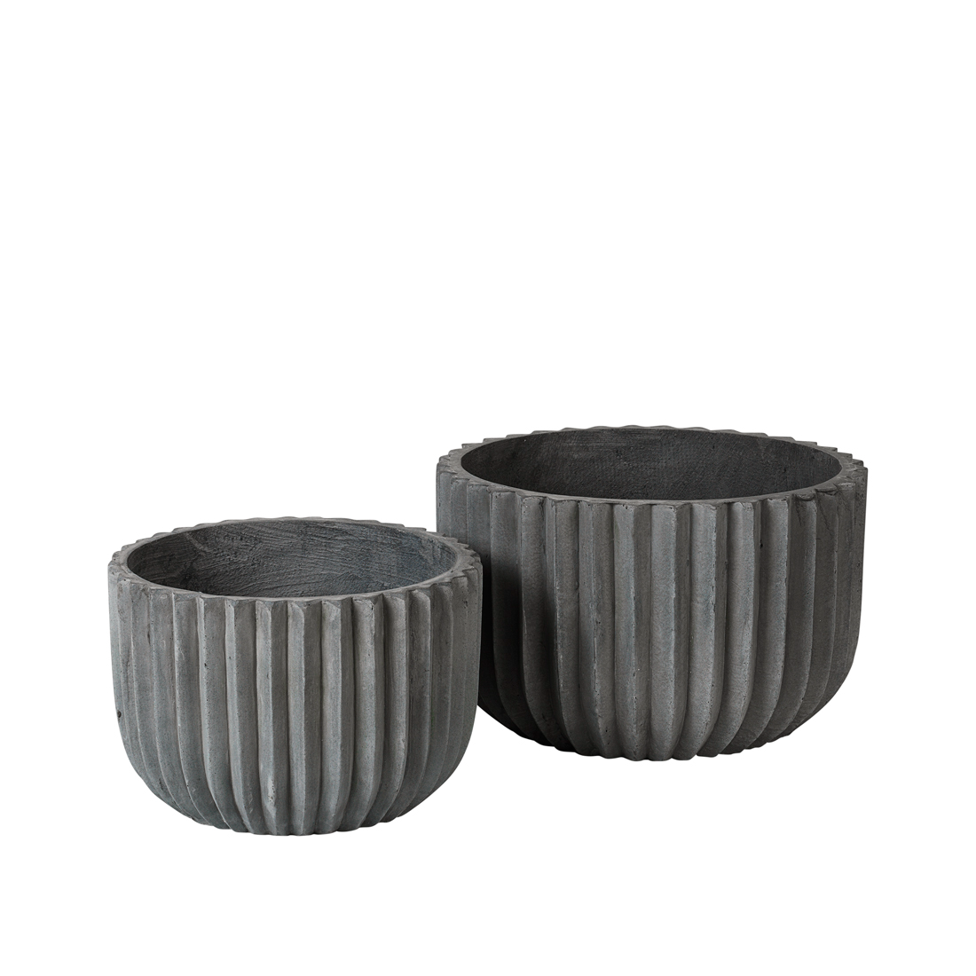 Set/2 Flower Pots Fiber Charcoal - Interni Store