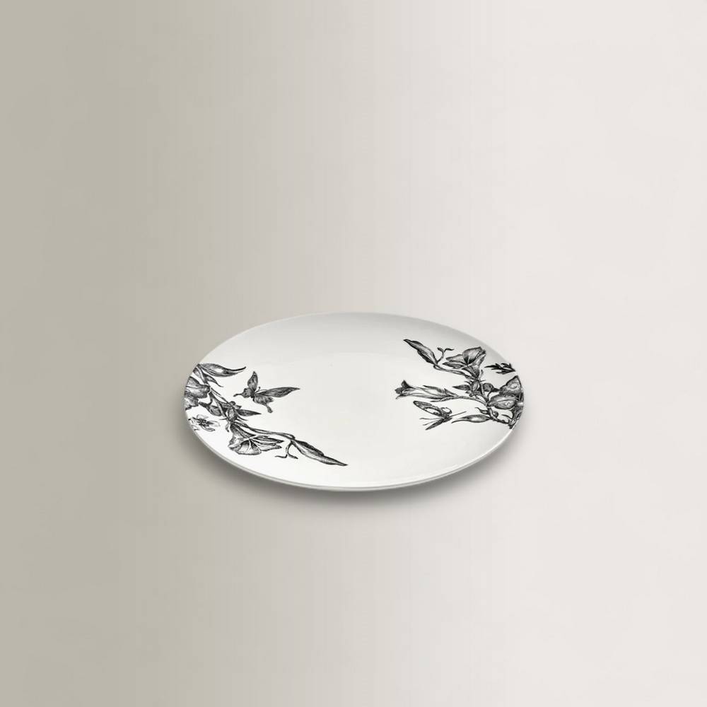 Set/4 Starter Plates Floral Fantasy - White/Black, 23.5×23.5×H1.8 ...