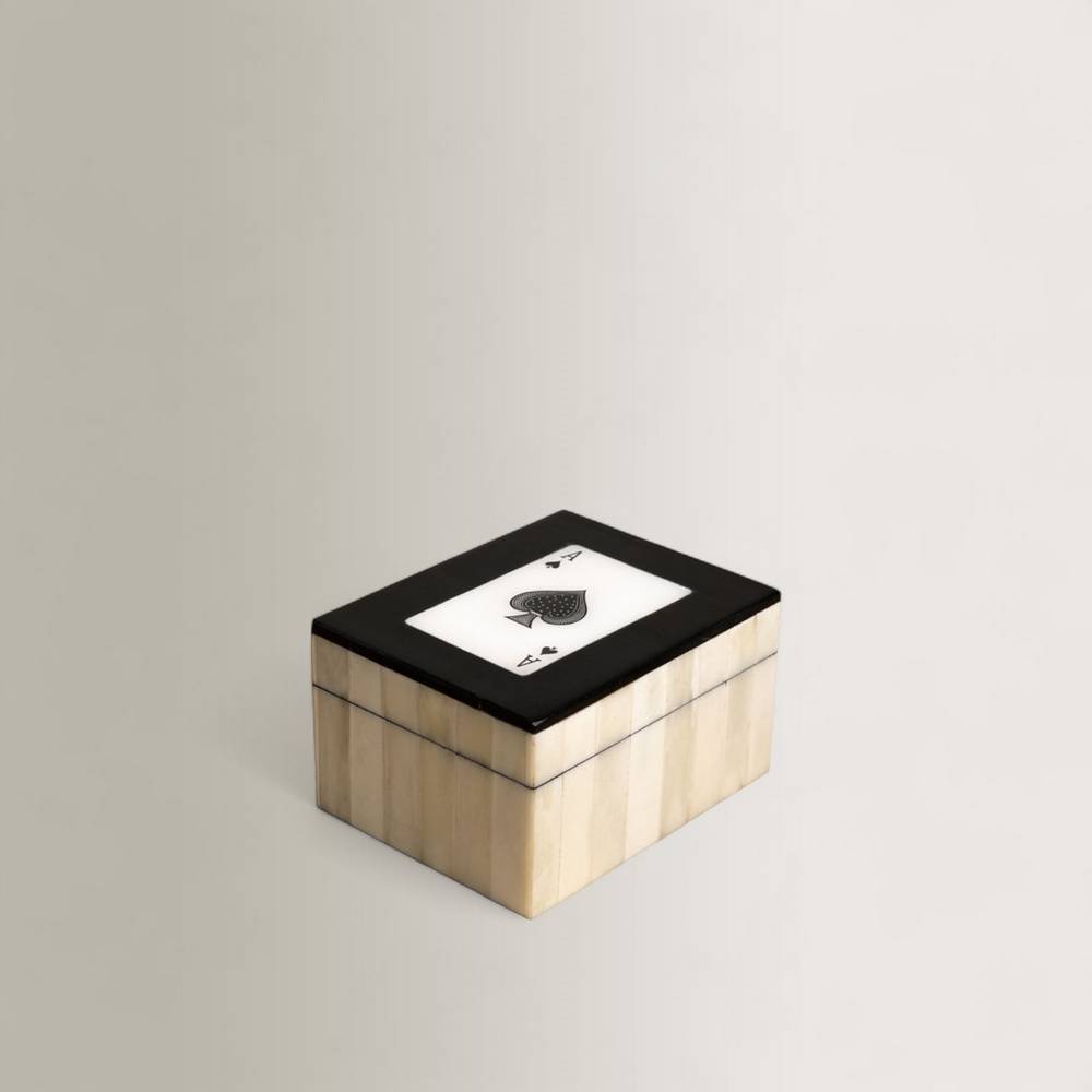 Ace Lid Box W/3 Decks Of Cards - White, 10x13xH7 - Interni Store